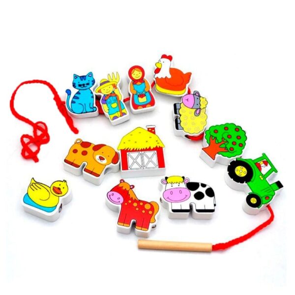 Ξύλινα Σχήματα με Κορδόνι - Φάρμα από STEM - toys